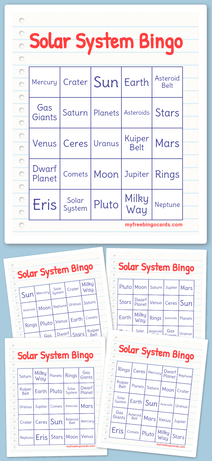 Virtual Solar System Bingo