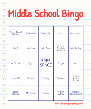 Middle School Bingo