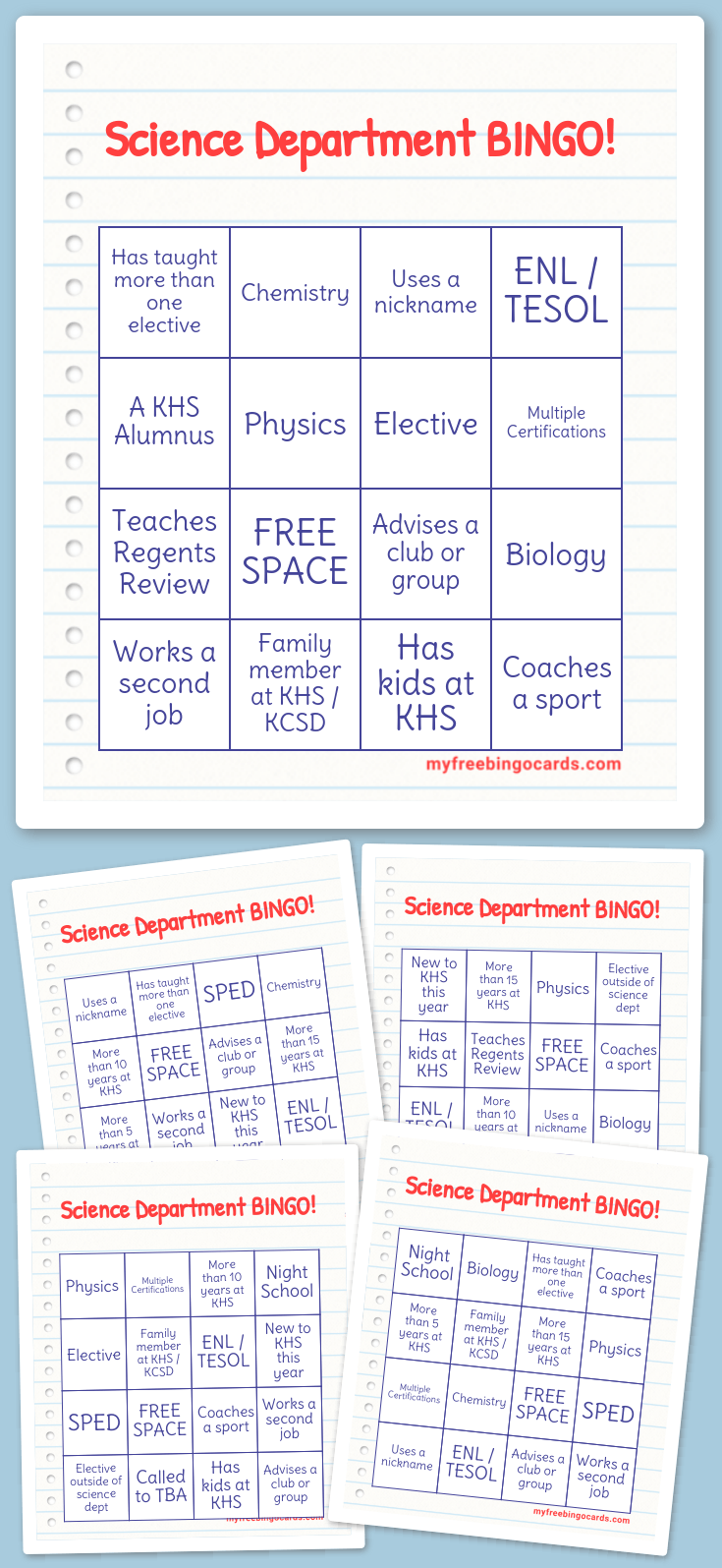 Virtual Science Department BINGO!
