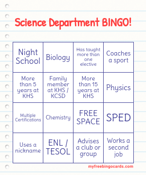 Science Department BINGO!