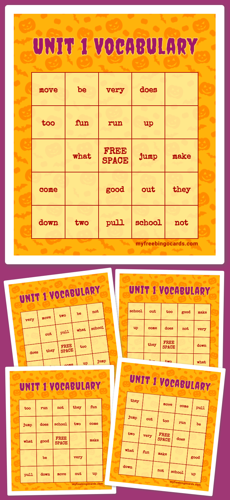 Virtual Unit 1 Vocabulary Bingo