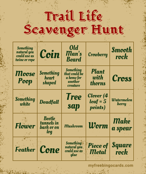 Trail Life Scavenger Hunt Bingo