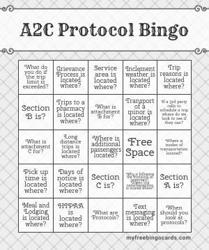 A2C Protocol Bingo
