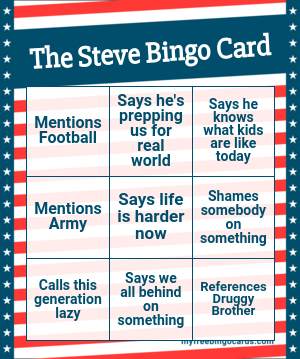 The Steve Bingo Card