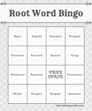 Root Word Bingo