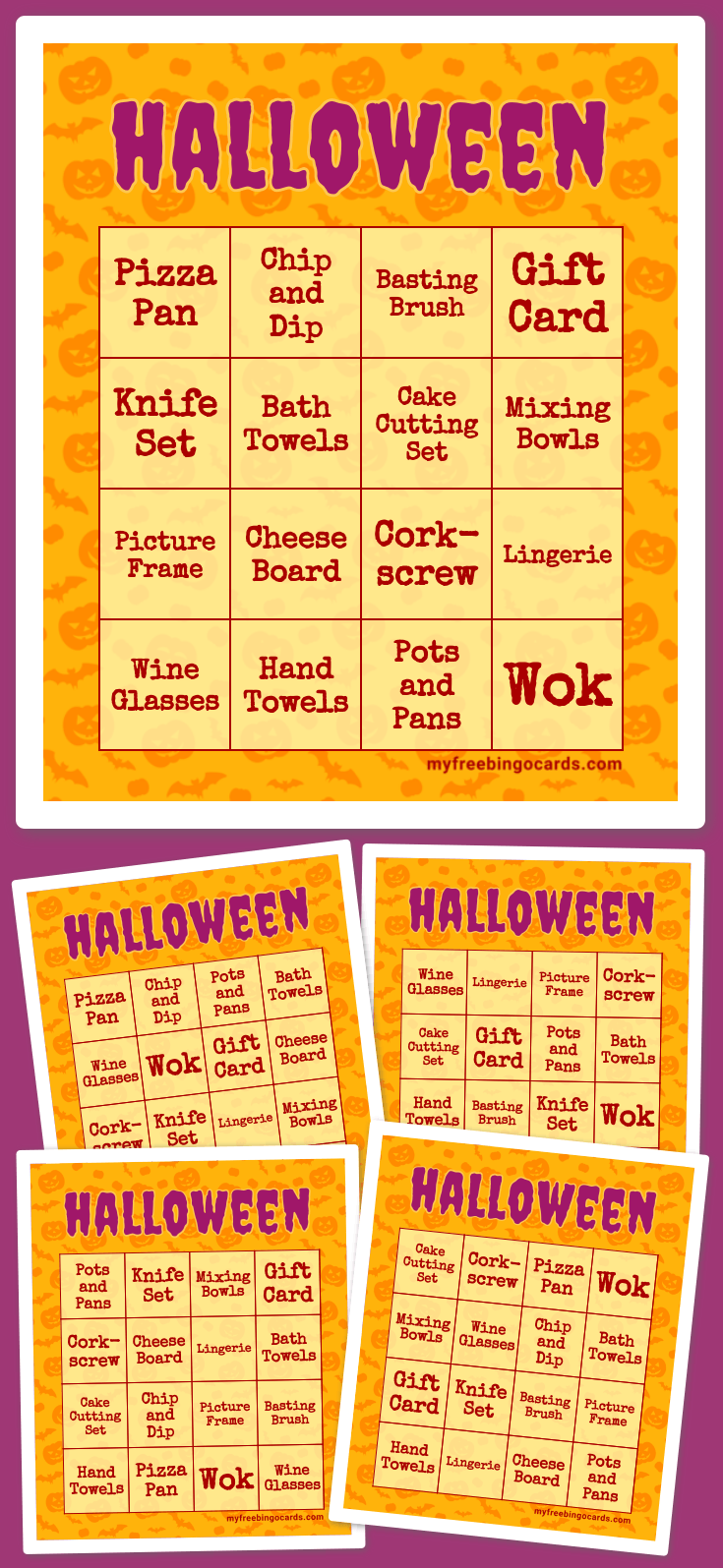 Virtual halloween bingo