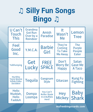 Silly Fun Songs Bingo ♫