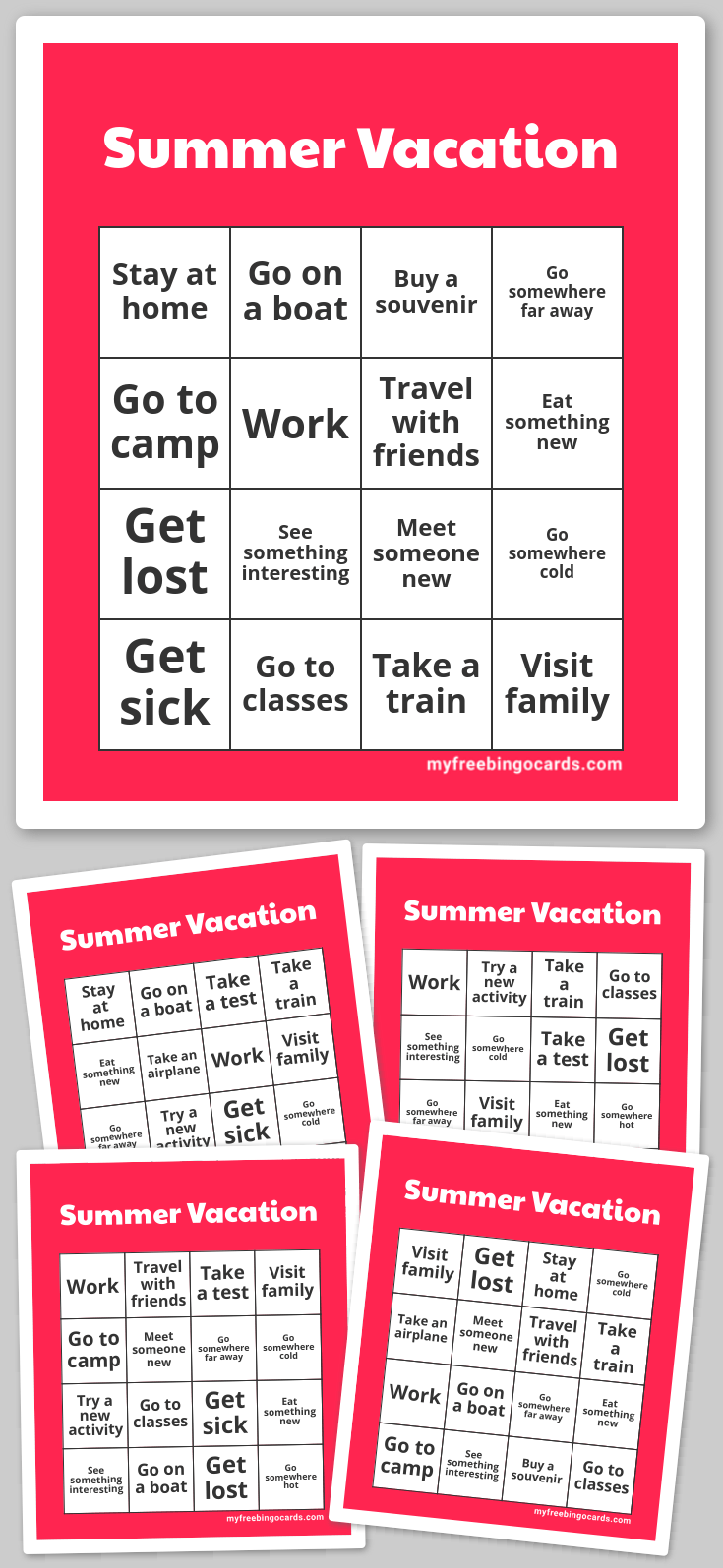 Virtual Summer Vacation Bingo
