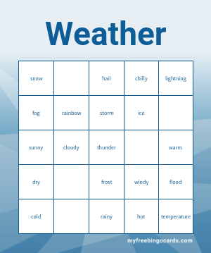 Print 100+ Weather Bingo Cards