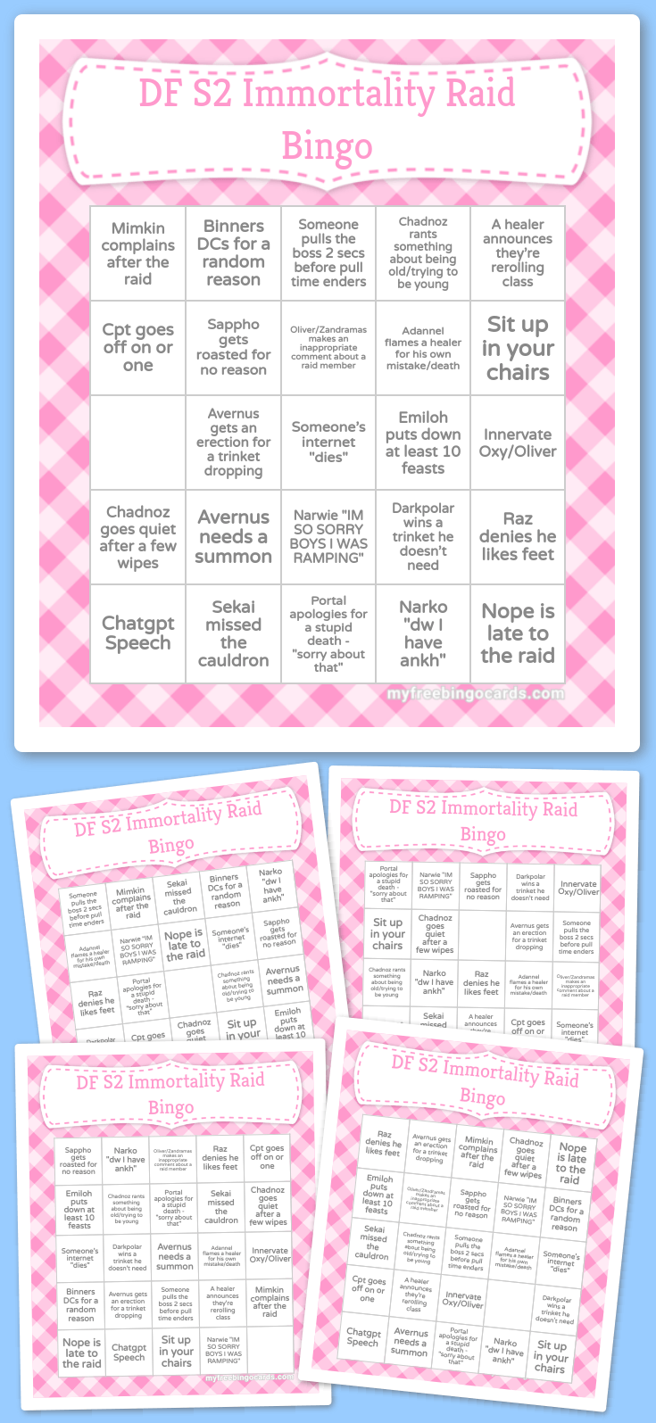 Virtual DF S2 Immortality Raid Bingo