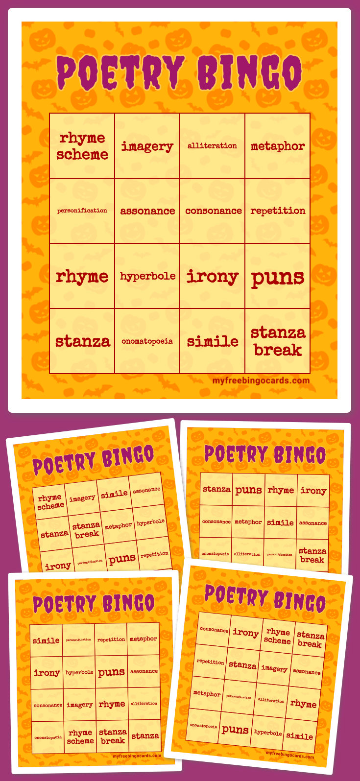 Virtual Poetry Bingo