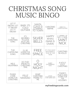CHRISTMAS SONG MUSIC BINGO