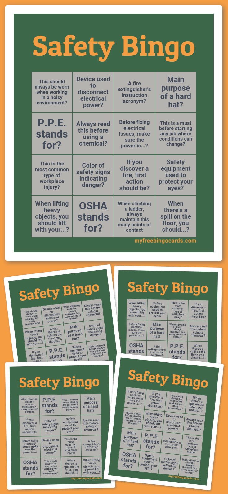 Virtual Safety Bingo