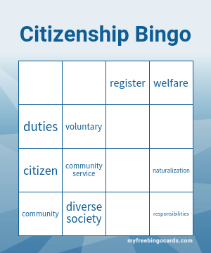 Print 100+ Citizenship Bingo Cards