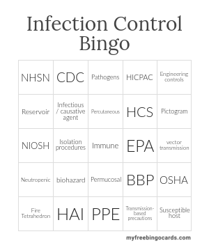 Infection Control Bingo