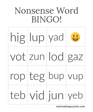 Nonsense Word BINGO!