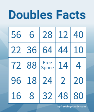 Print 100+ Doubles Facts Bingo Cards