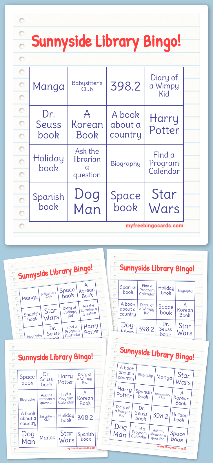 Virtual Sunnyside Library Bingo!