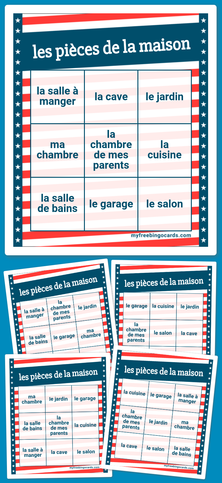 Virtual les pièces de la maison bingo