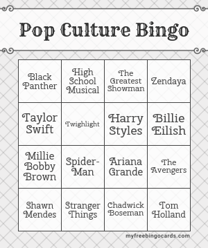 Pop Culture Bingo