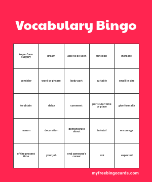 Vocabulary Bingo