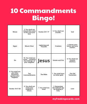 10 Commandments Bingo!
