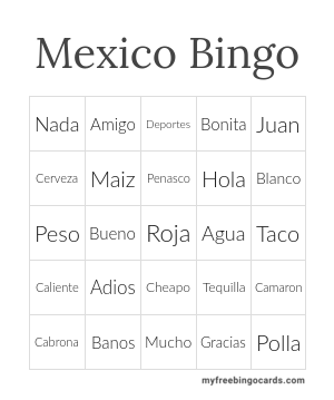 Mexico Bingo