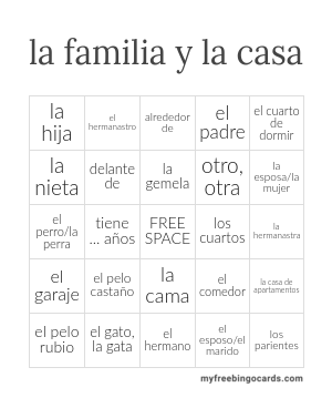 la familia y la casa bingo