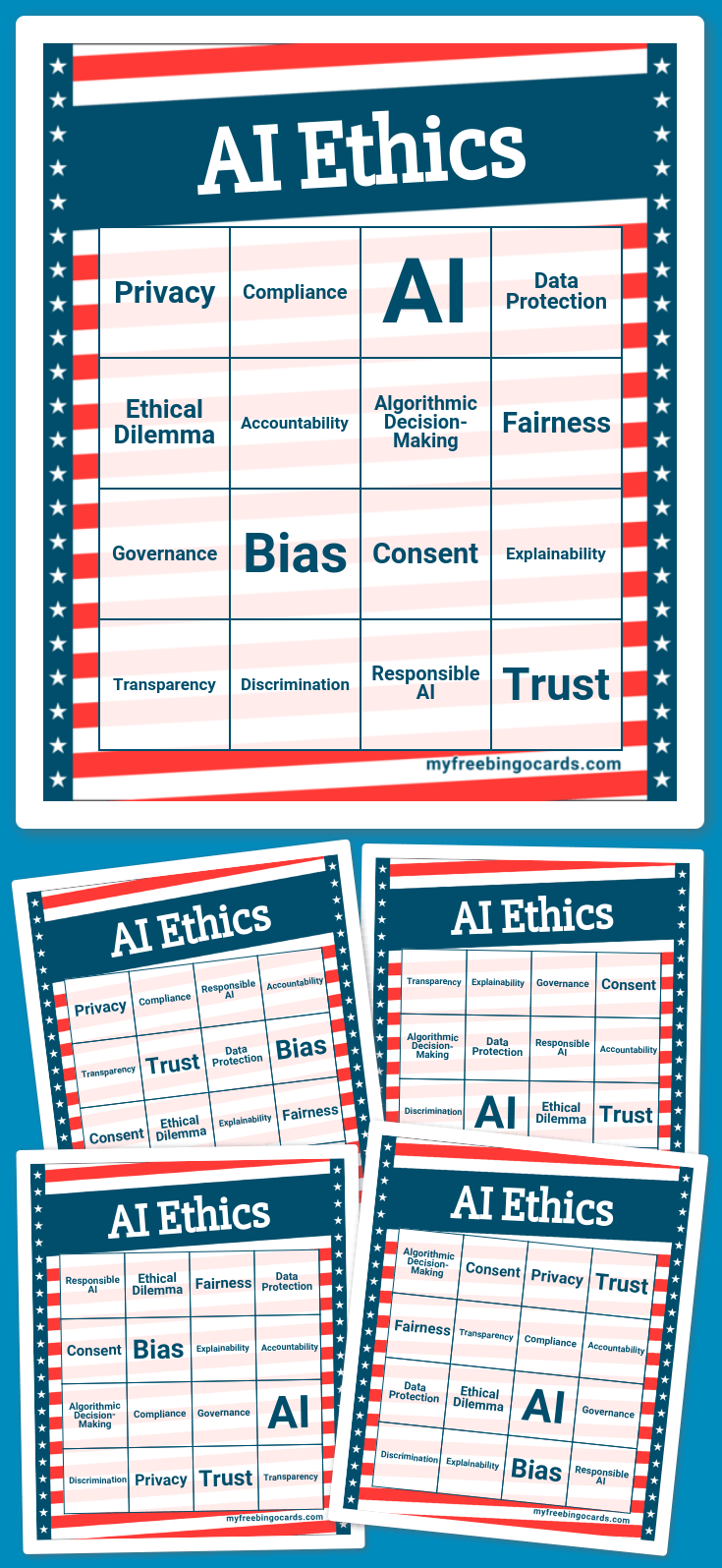 Virtual AI Ethics Bingo