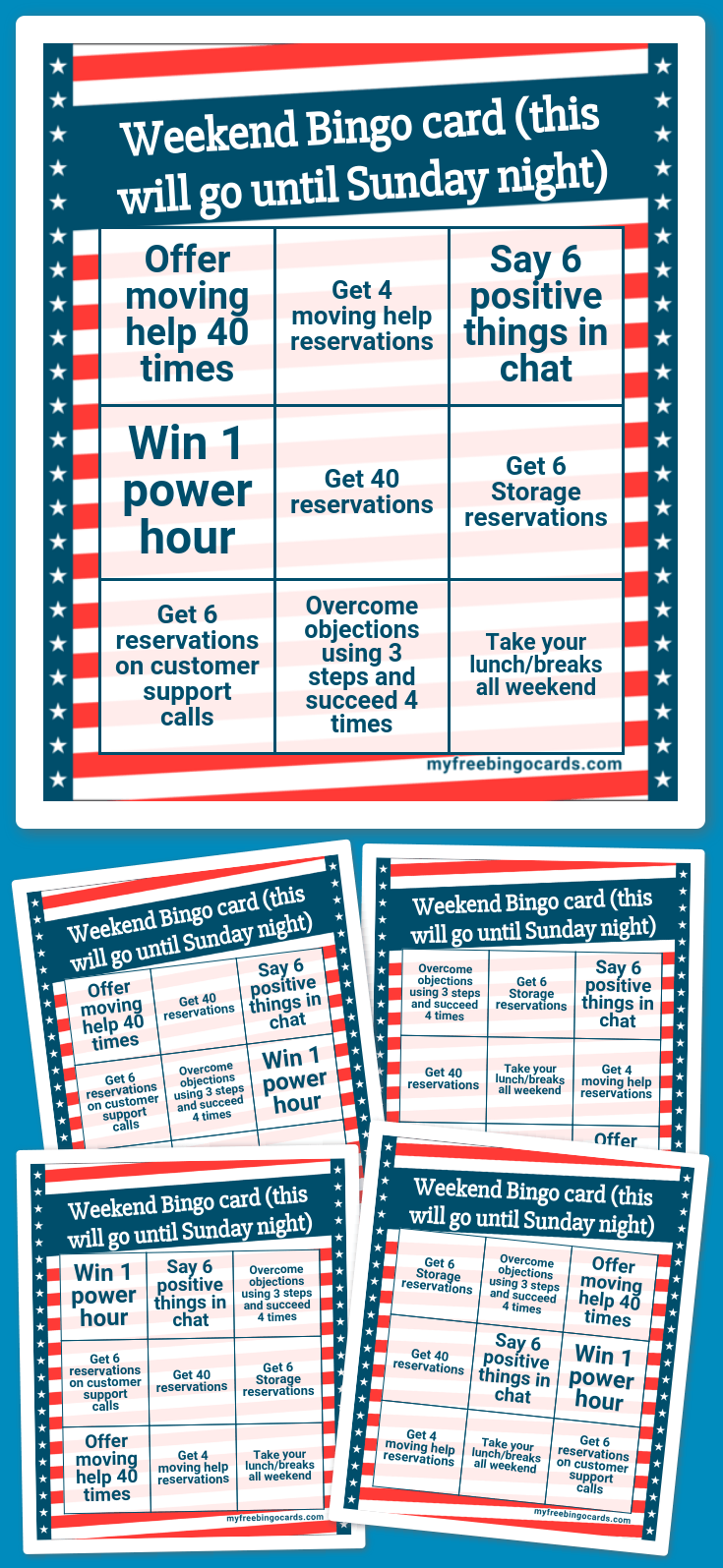 Virtual Weekend Bingo card (this will go unti…