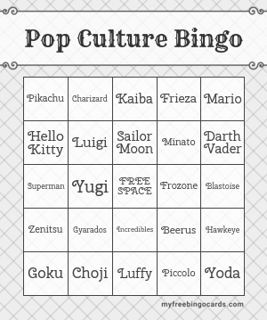 Pop Culture Bingo