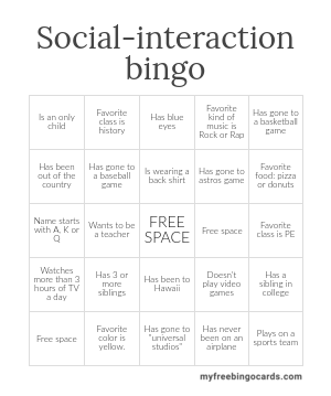 Social-interaction bingo