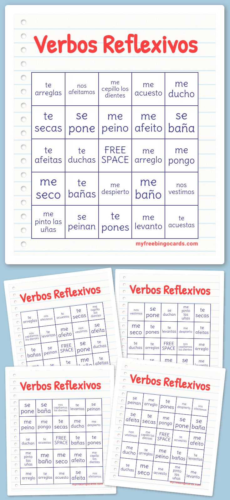 Virtual Verbos Reflexivos Bingo