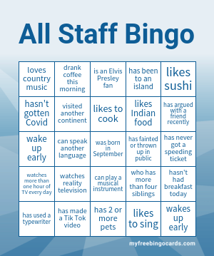 All Staff Bingo