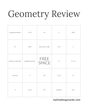Geometry Review Bingo