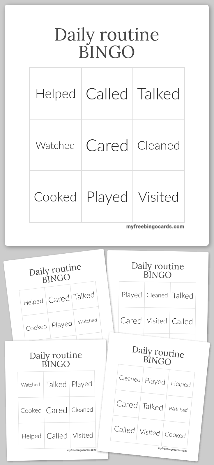 Virtual Daily routine BINGO