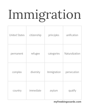 Immigration Bingo