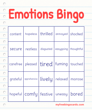 Emotions Bingo