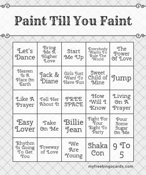 Paint Till You Faint Bingo