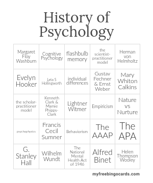 History of Psychology Bingo