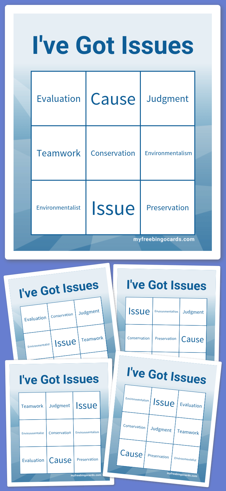 Virtual I've Got Issues Bingo