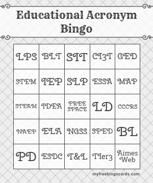 Educational Acronym Bingo