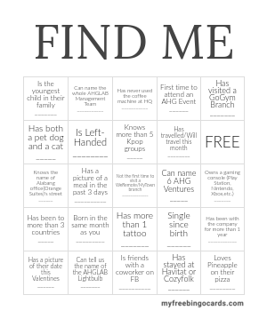 FIND ME BINGO