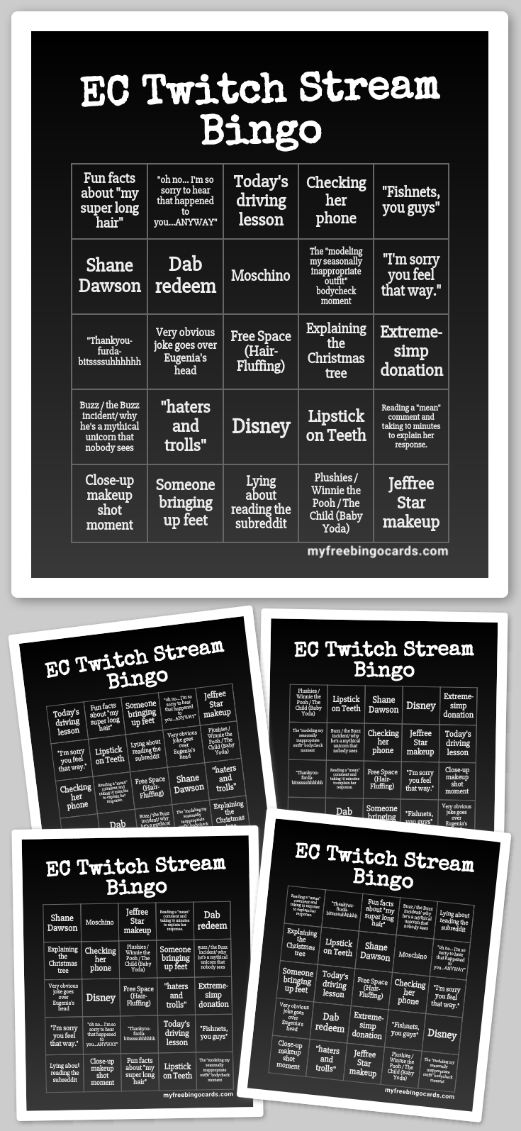 Virtual EC Twitch Stream Bingo