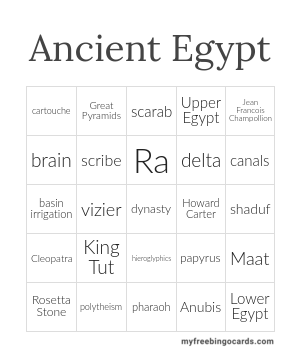 Ancient Egypt Bingo