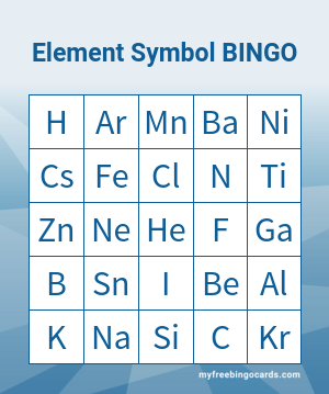 Element Symbol BINGO