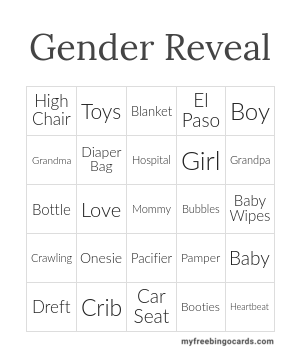 Gender Reveal Bingo