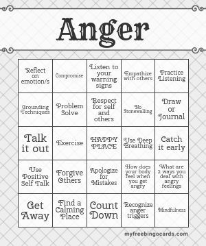 Anger Bingo