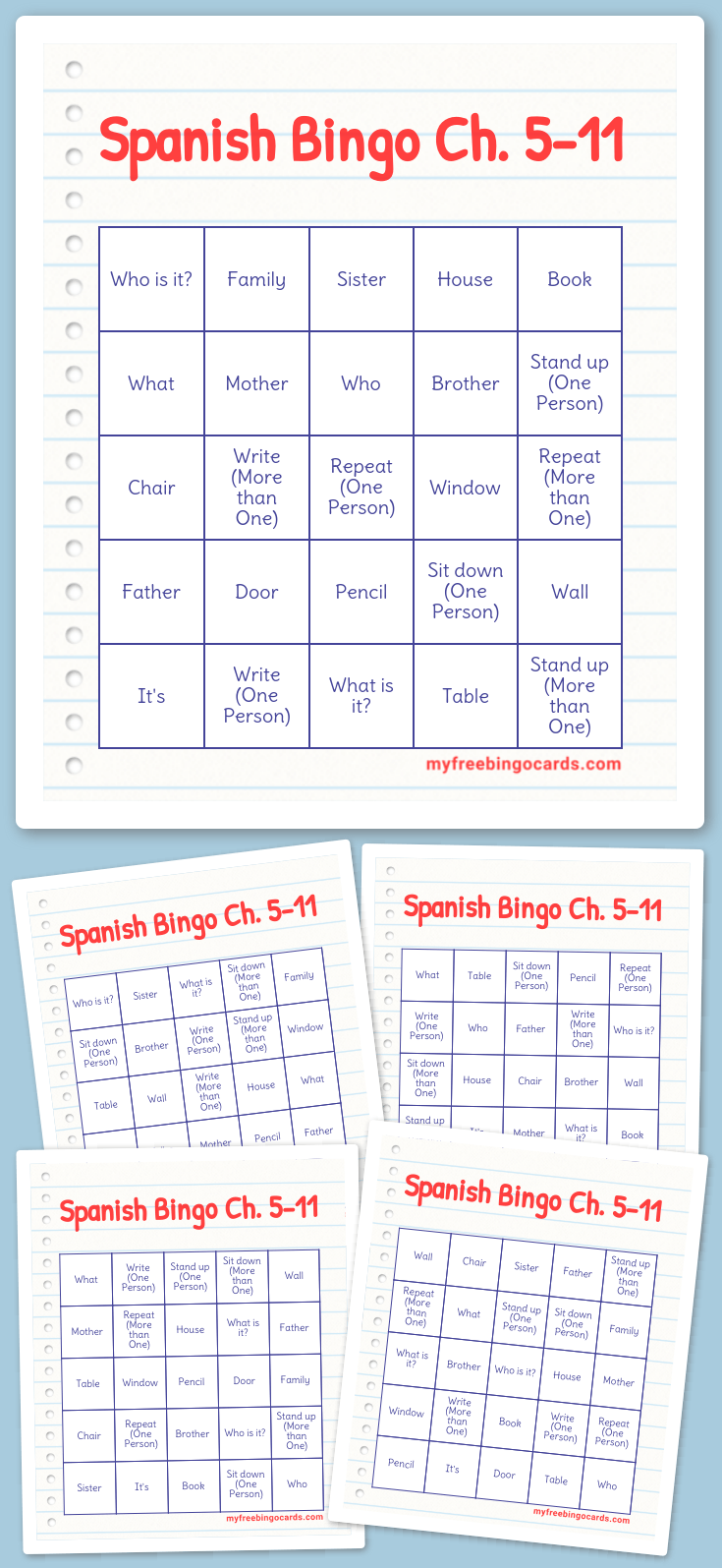 Virtual Spanish Bingo Ch. 5-11