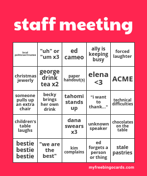 staff meeting bingo